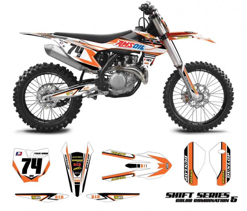 Dirt Bike Decals for KTM - Shift White – OMXGraphics
