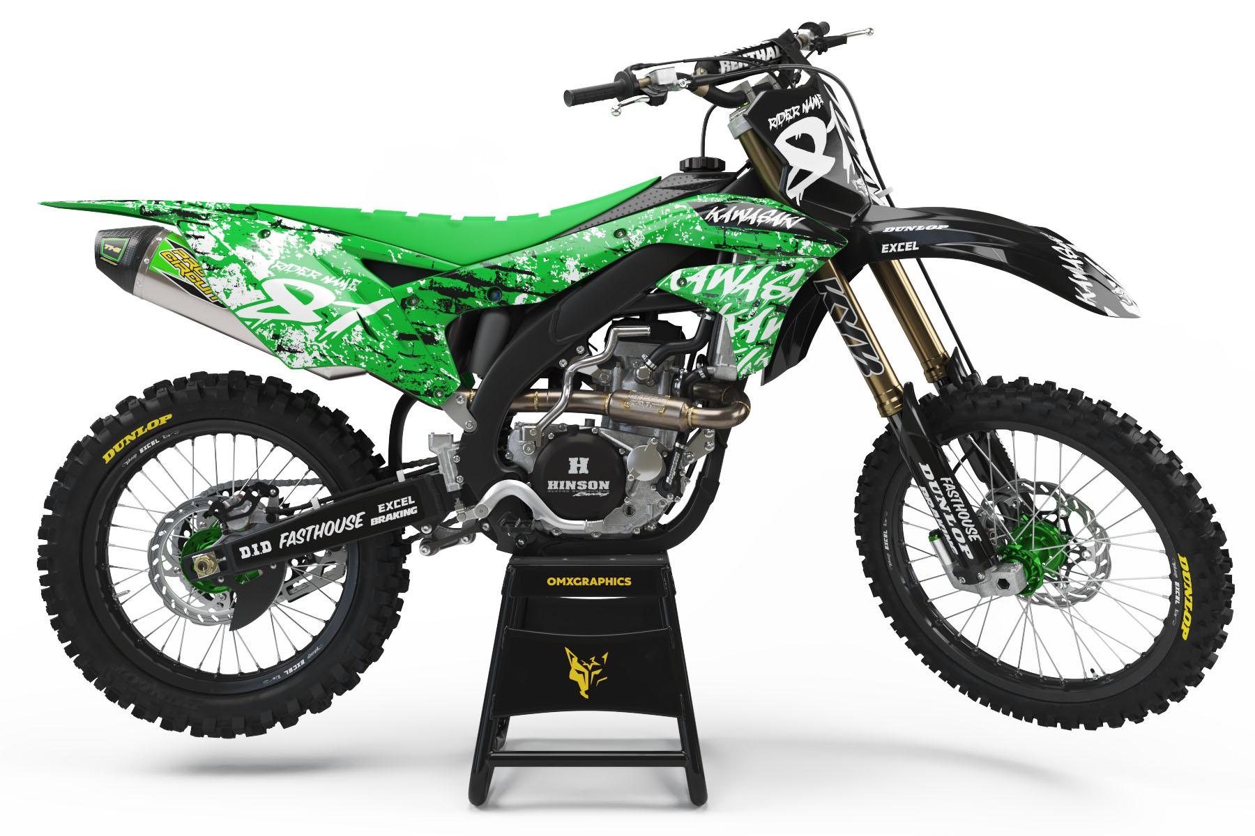 Kawasaki Graphics 'Rebel Green' Kit – OMXGraphics – Superb Quality Kawasaki Graphics 'Rebel Green' Kit – OMXGraphics – Superb Quality