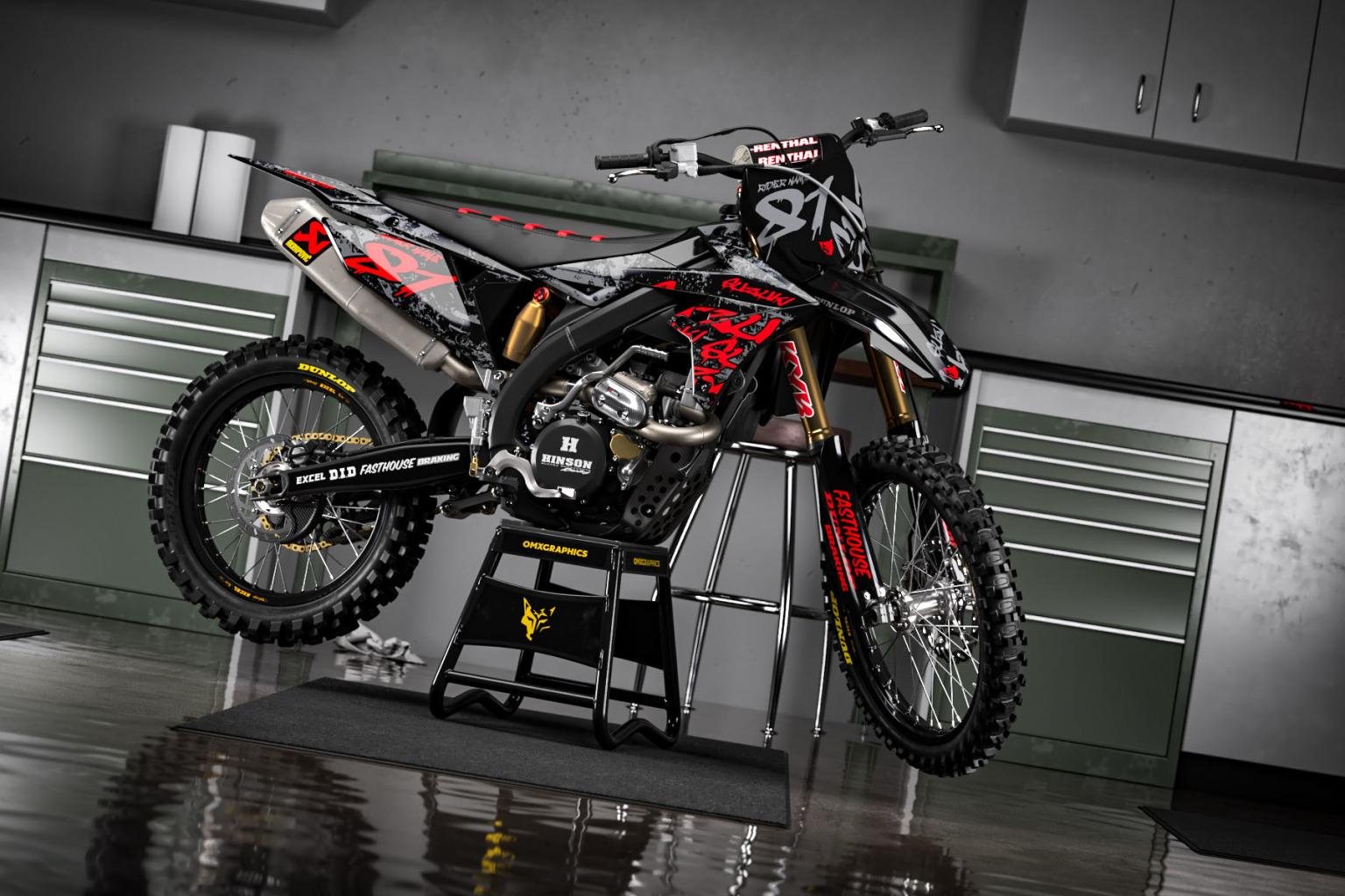 Suzuki REBEL Graphics Kit Red – Dirt Bike Graphics