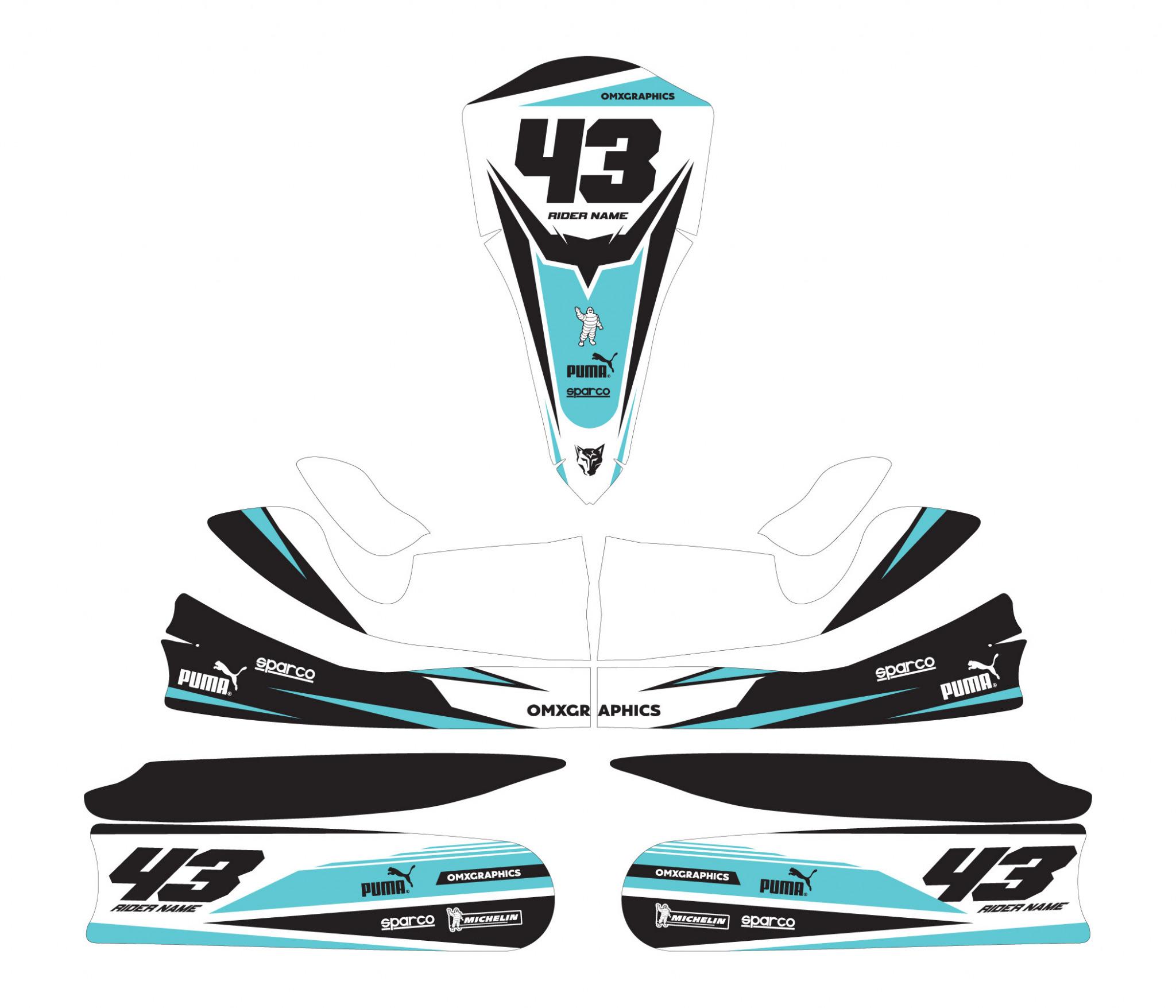 Birel Kart Graphics Kit 'Tronic'- Steal the show - Free Customisation