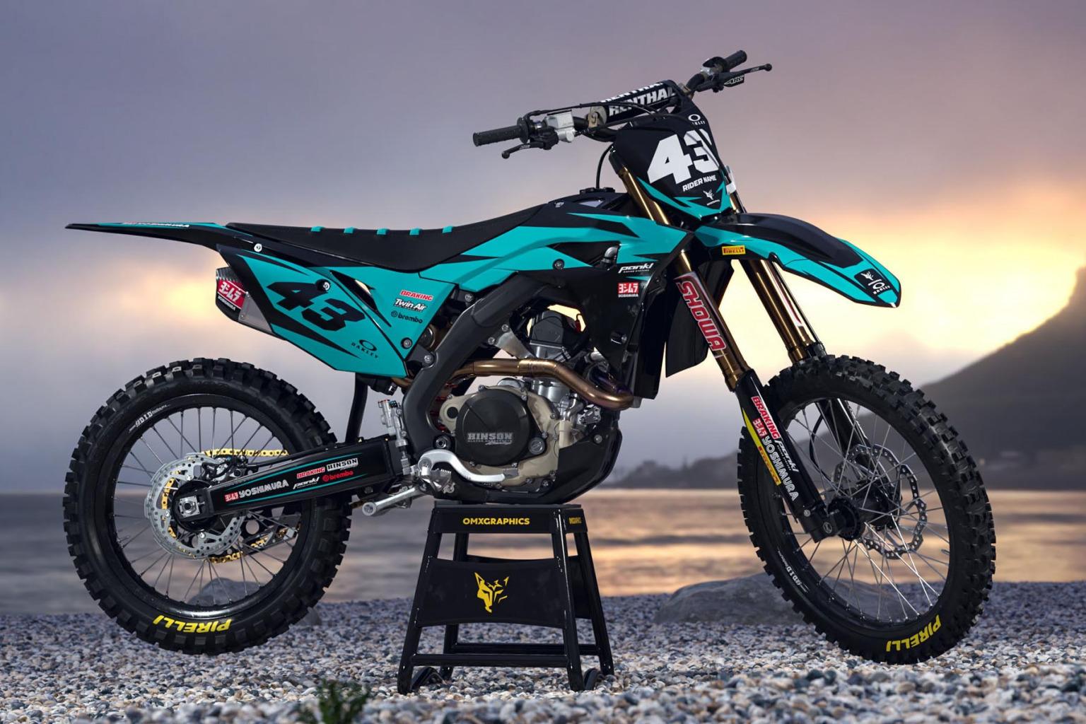 Dirt Bike Graphics Kit For Honda - VANDAL Teal Black – Dirt Bike Graphics
