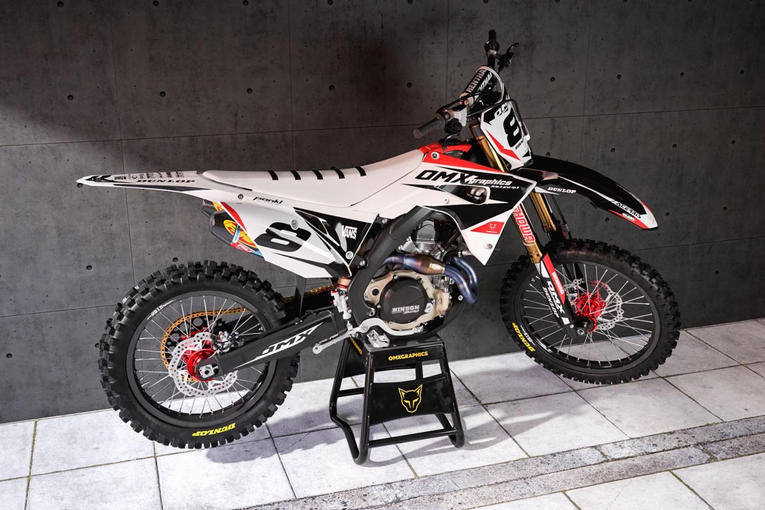Dirt Bike Graphics Kit For Honda - TORCH Black White – OMXGraphics