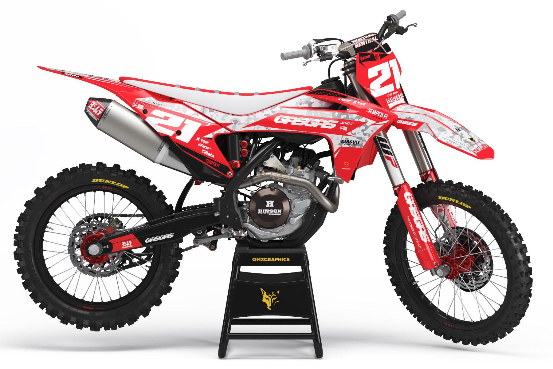 GasGas Mx Graphics Kit 'SEMPER FI' Red - – Fully Customisable
