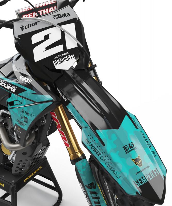 Suzuki SEMPER FI Graphics Kit Teal – OMXGraphics