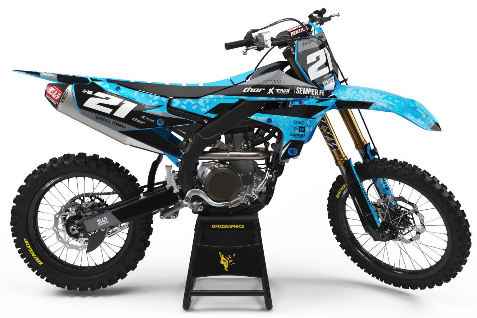 Yamaha Mx Graphics Kit 'SEMPER FI' Blue – OMXGraphics