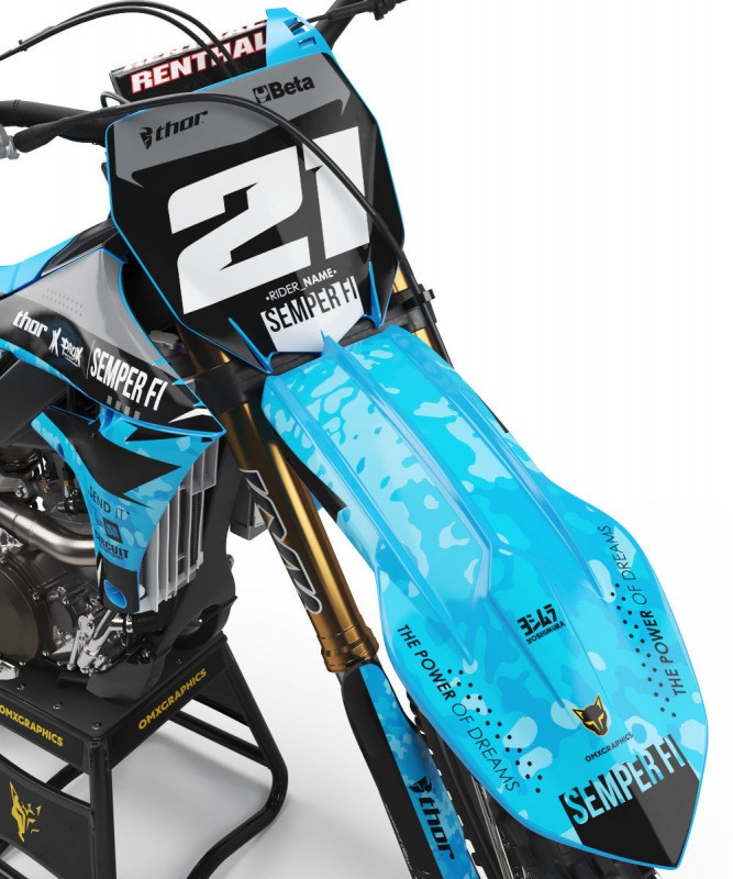 Yamaha SEMPER FI Graphics Kit Blue – OMXGraphics
