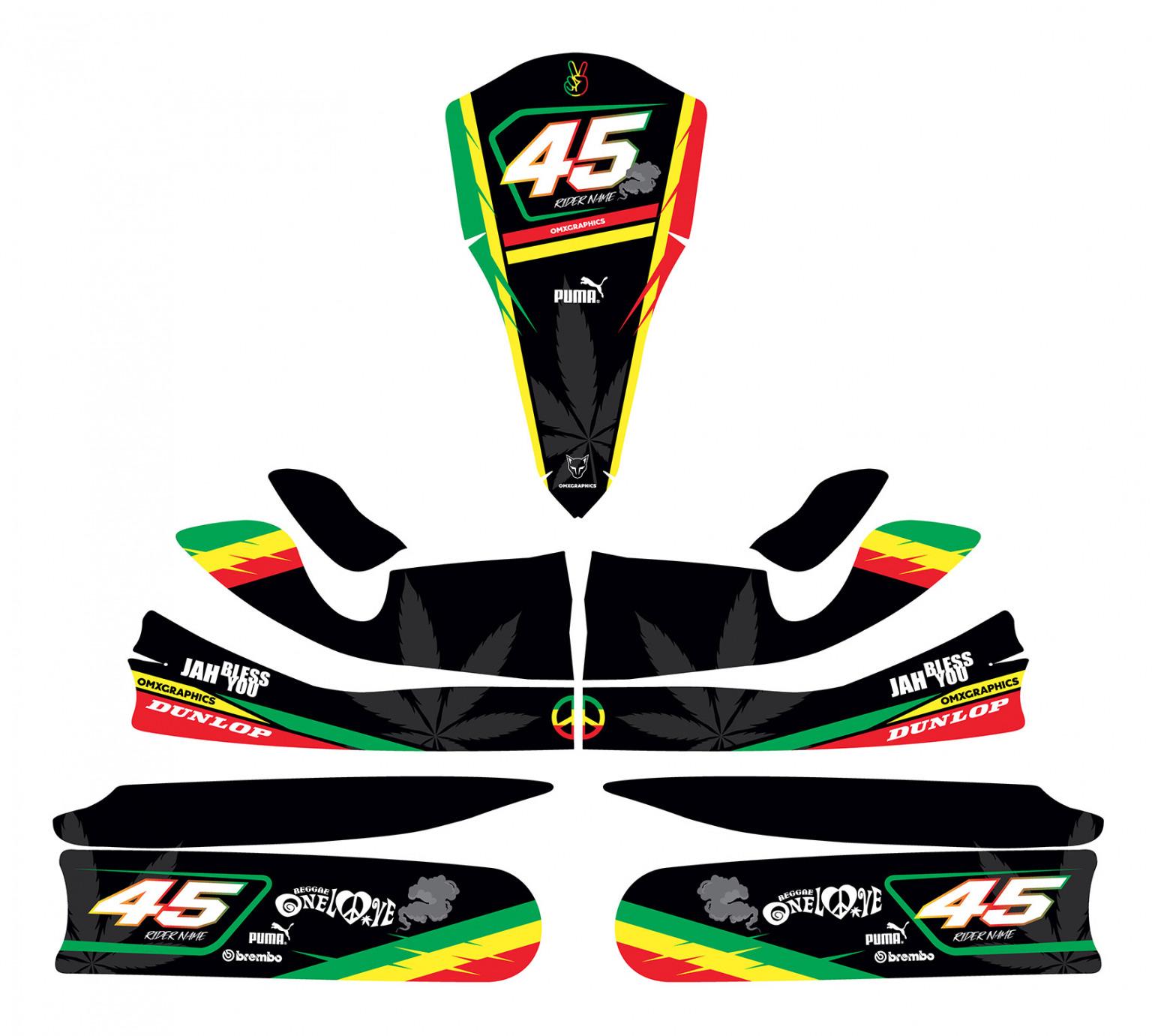 Custom Go Kart Graphics Kit 'RASTA' – OMXGraphics - Finest Quality