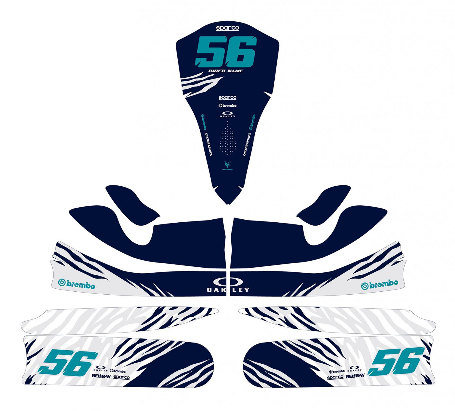 Go Kart Graphics Kit 'WILD' Blue – OMXGraphics - Free Customisation