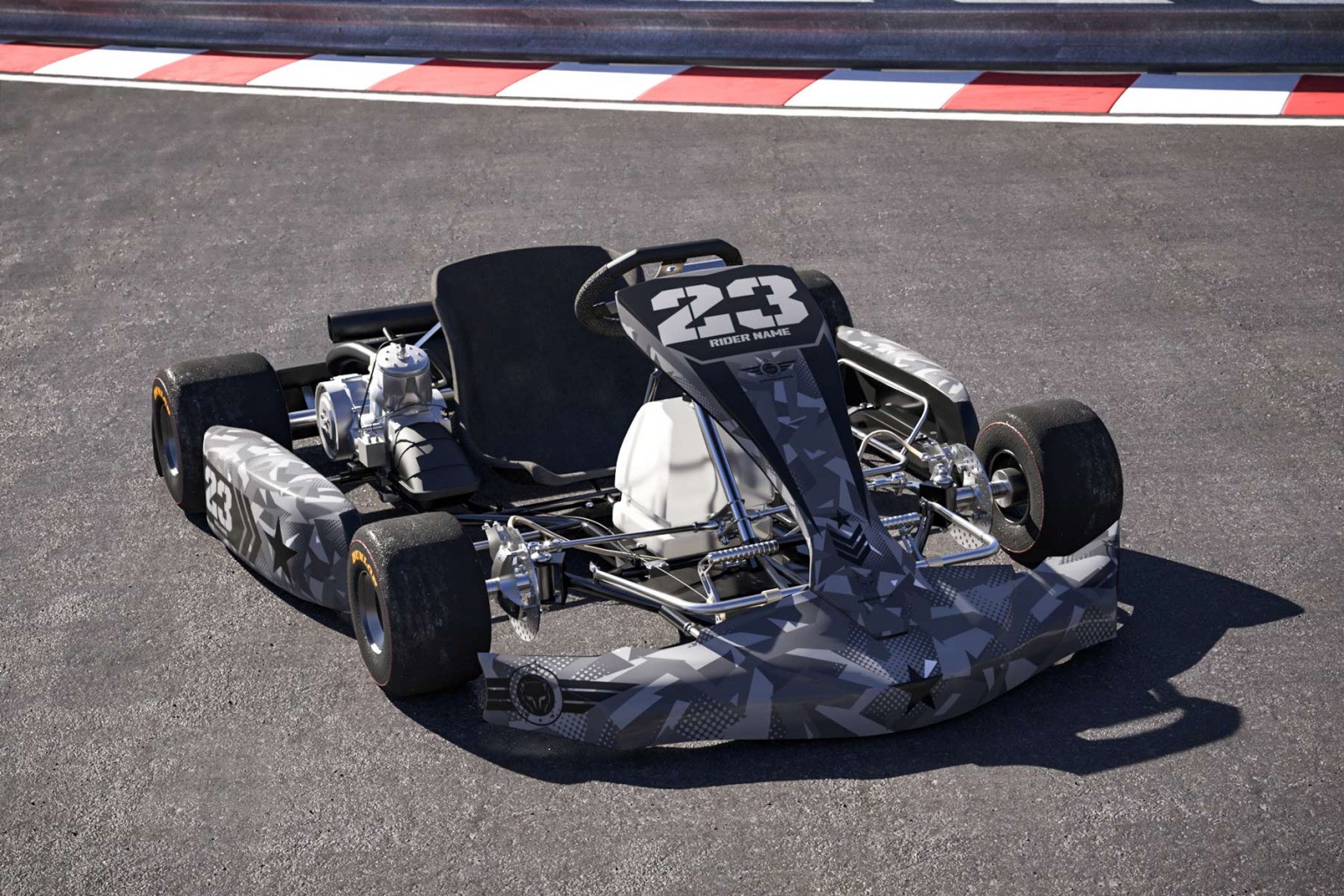 Go Kart Graphics Kit 'ARMY' Grey – Dirt Bike Graphics - Free Customisation