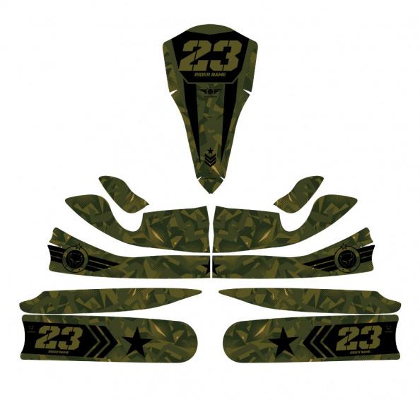 Kart Graphics Kit ‘ARMY’ Green – OMXGraphics