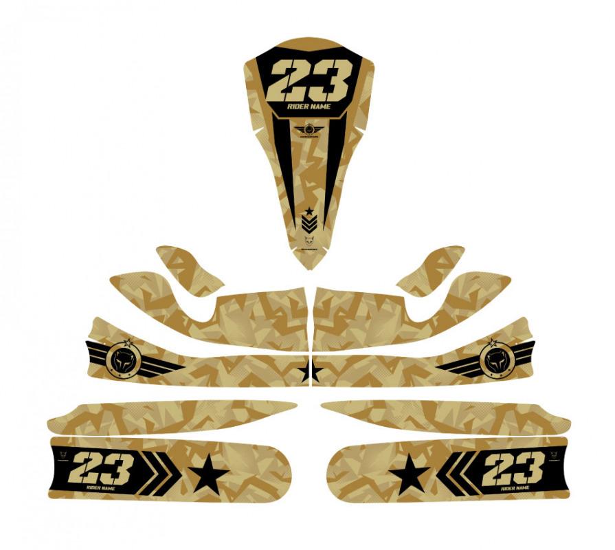 Custom Go Kart Graphics Kit 'ARMY' Sand – OMXGraphics