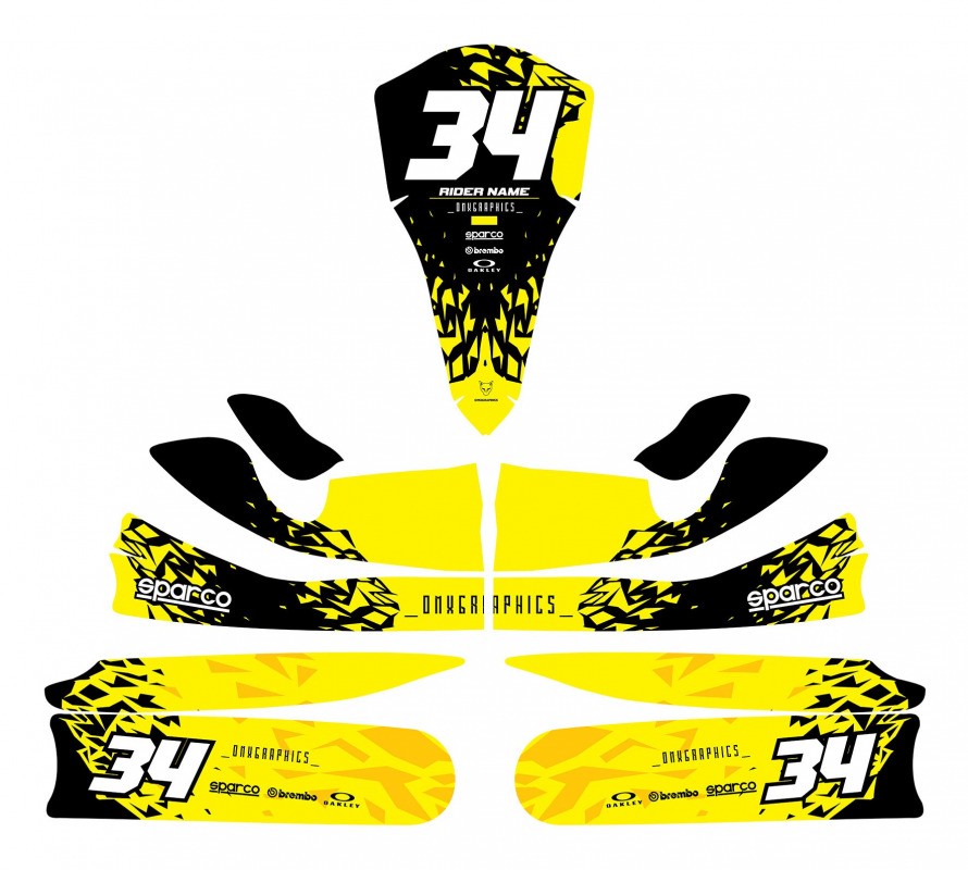 Go Kart Graphics Kit 'Smash' Yellow – OMXGraphics - Free Customisation