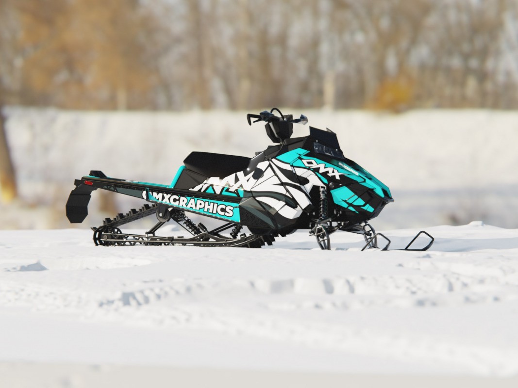 Snowmobile Graphics Kit ‘Blast’ Teal – OMXGraphics