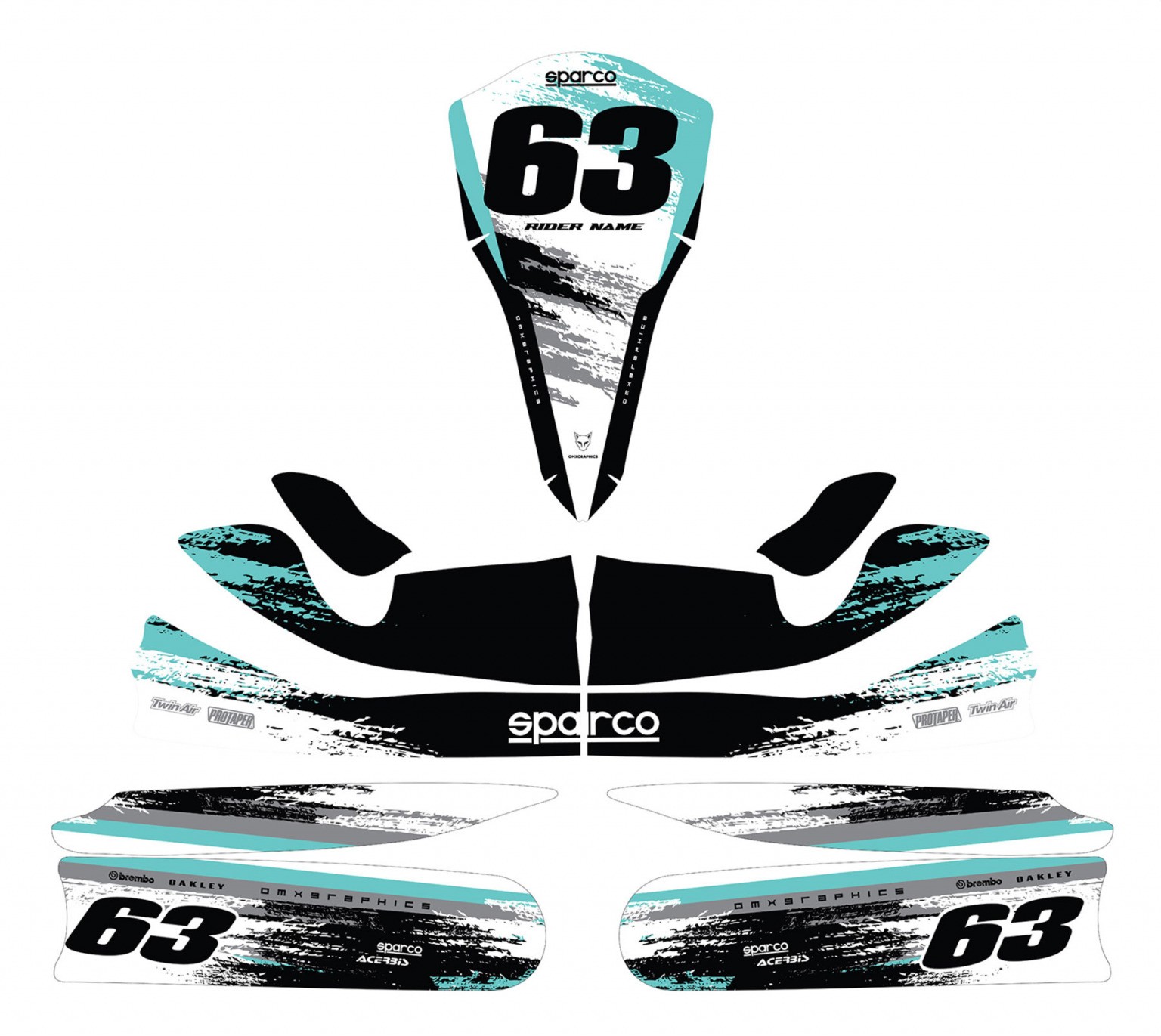 Go Go Kart Graphics Kit 'Hangout' Black Teal – OMXGraphics - Free ...
