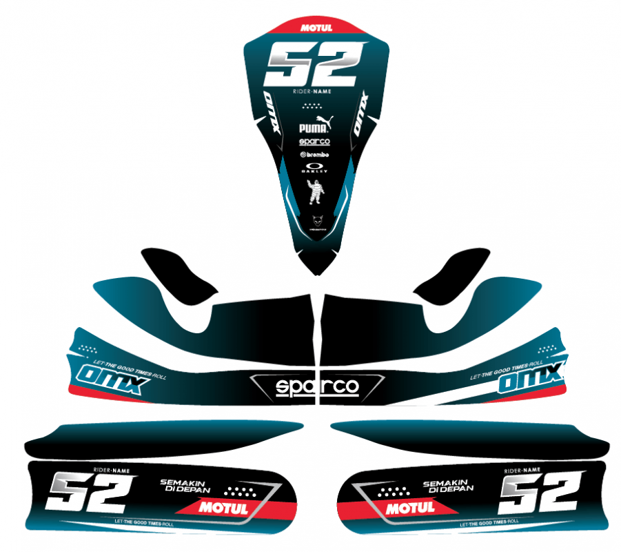 Go Go Kart Graphics Kit 'Ominous' Teal – OMXGraphics - Free Customisation