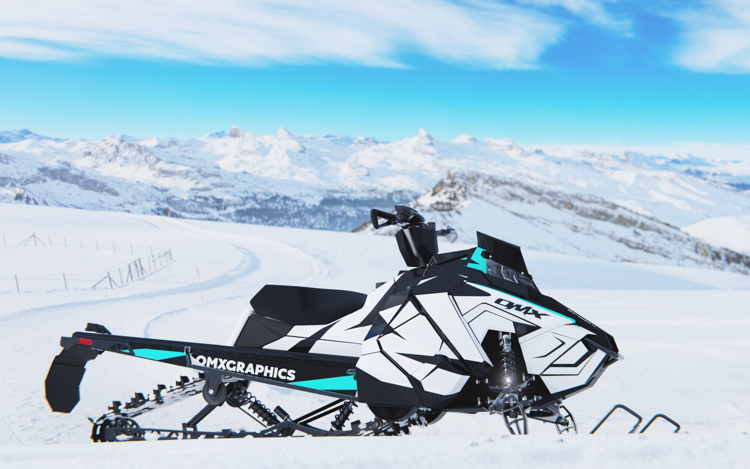 Snowmobile Graphics Kit 'Enigma' White – OMXGraphics