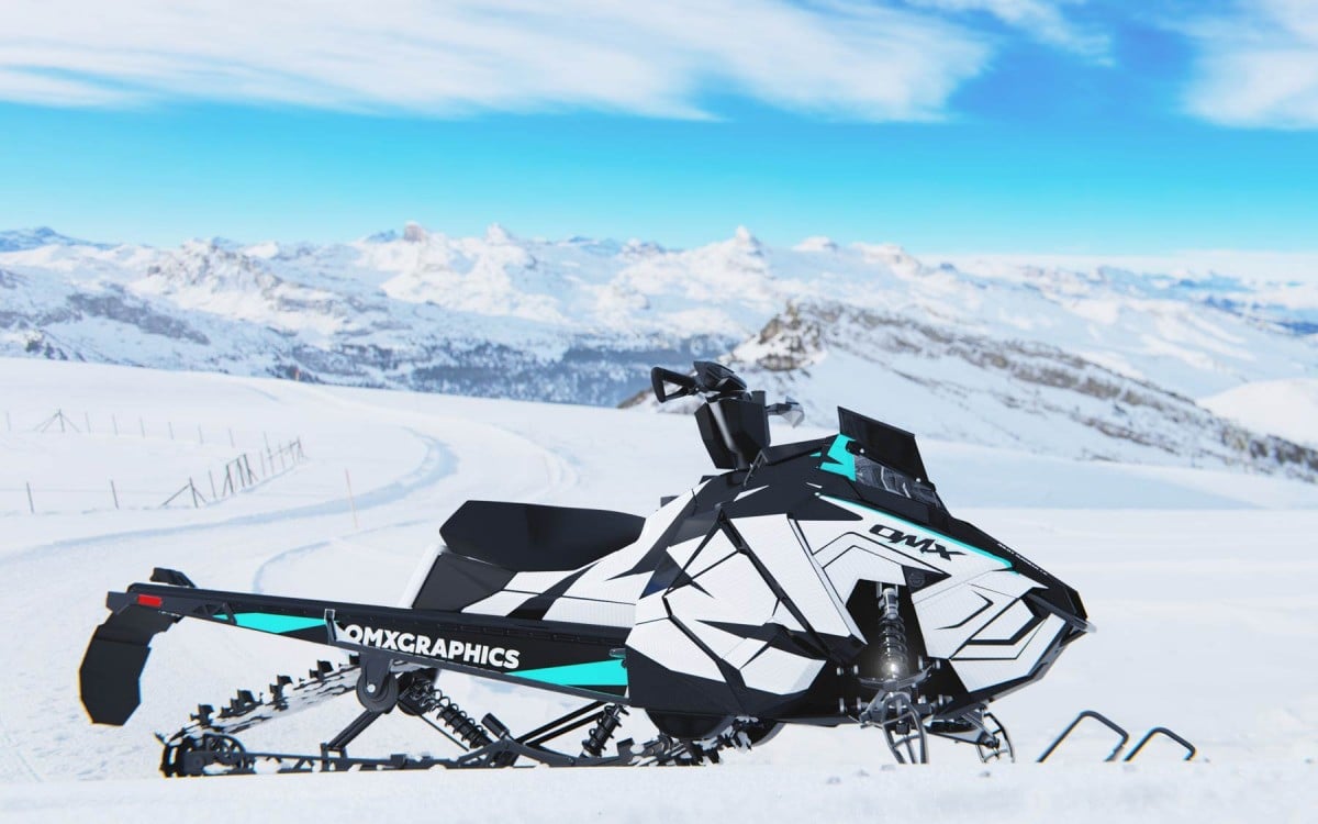 Snowmobile Graphics Kit ‘Enigma’ White – OMXGraphics