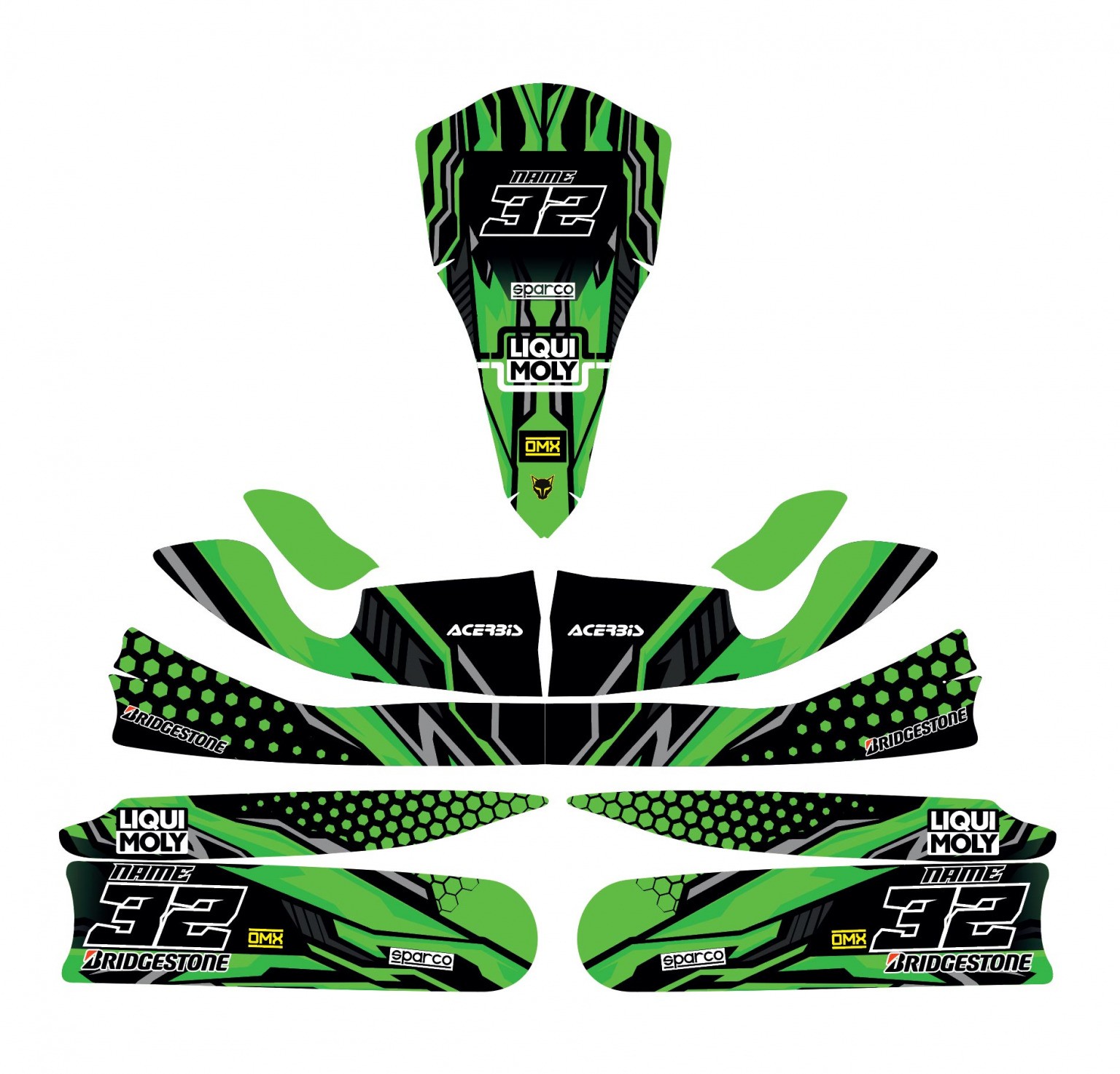 Go Kart Graphics Kit ‘T-Rex’ – OMXGraphics