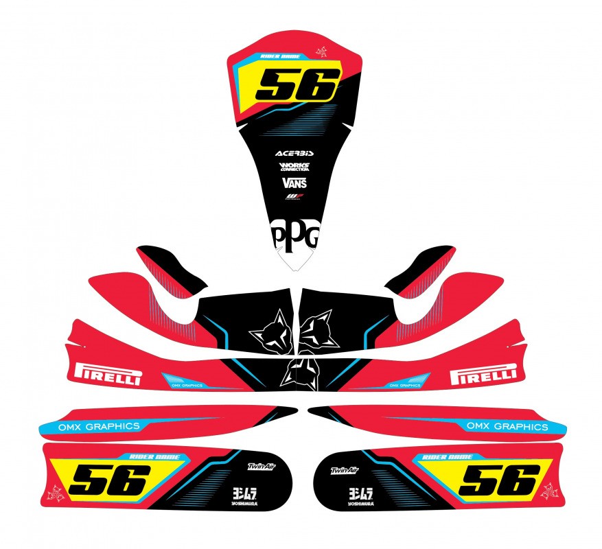 Go Kart Graphics Kit 'Sleek' Red – Dirt Bike Graphics