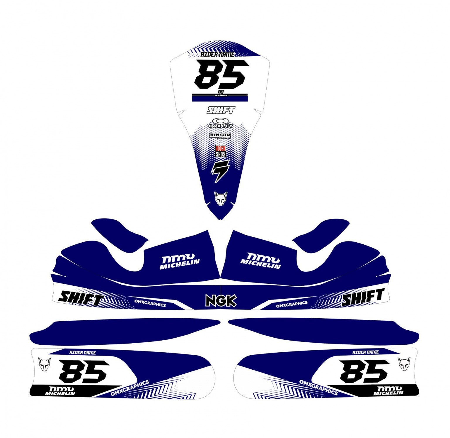 Go Kart Graphics Kit 'Voltage 2' Blue – OMXGraphics