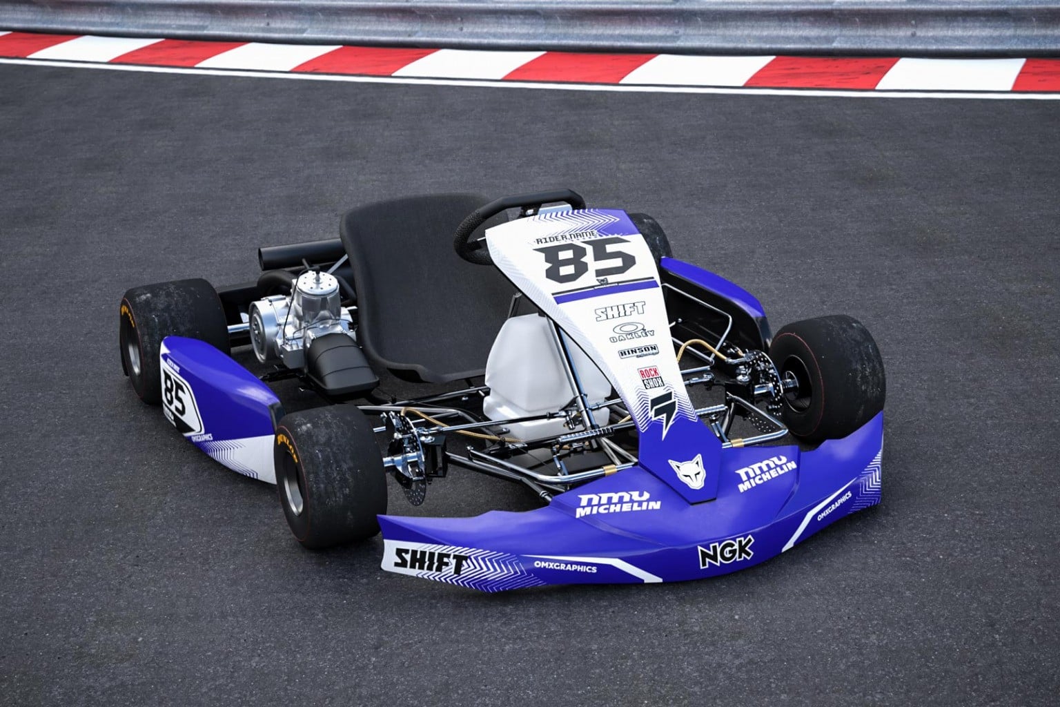 Go Kart Graphics Kit 'Voltage 2' Blue – Dirt Bike Graphics