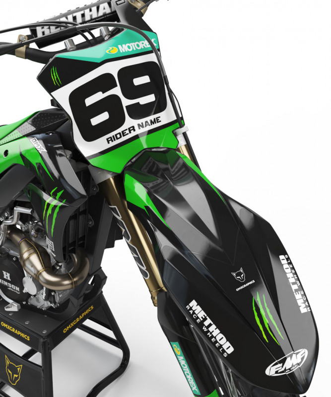 Kawasaki MONSTER Graphics Kit Green – Dirt Bike Graphics