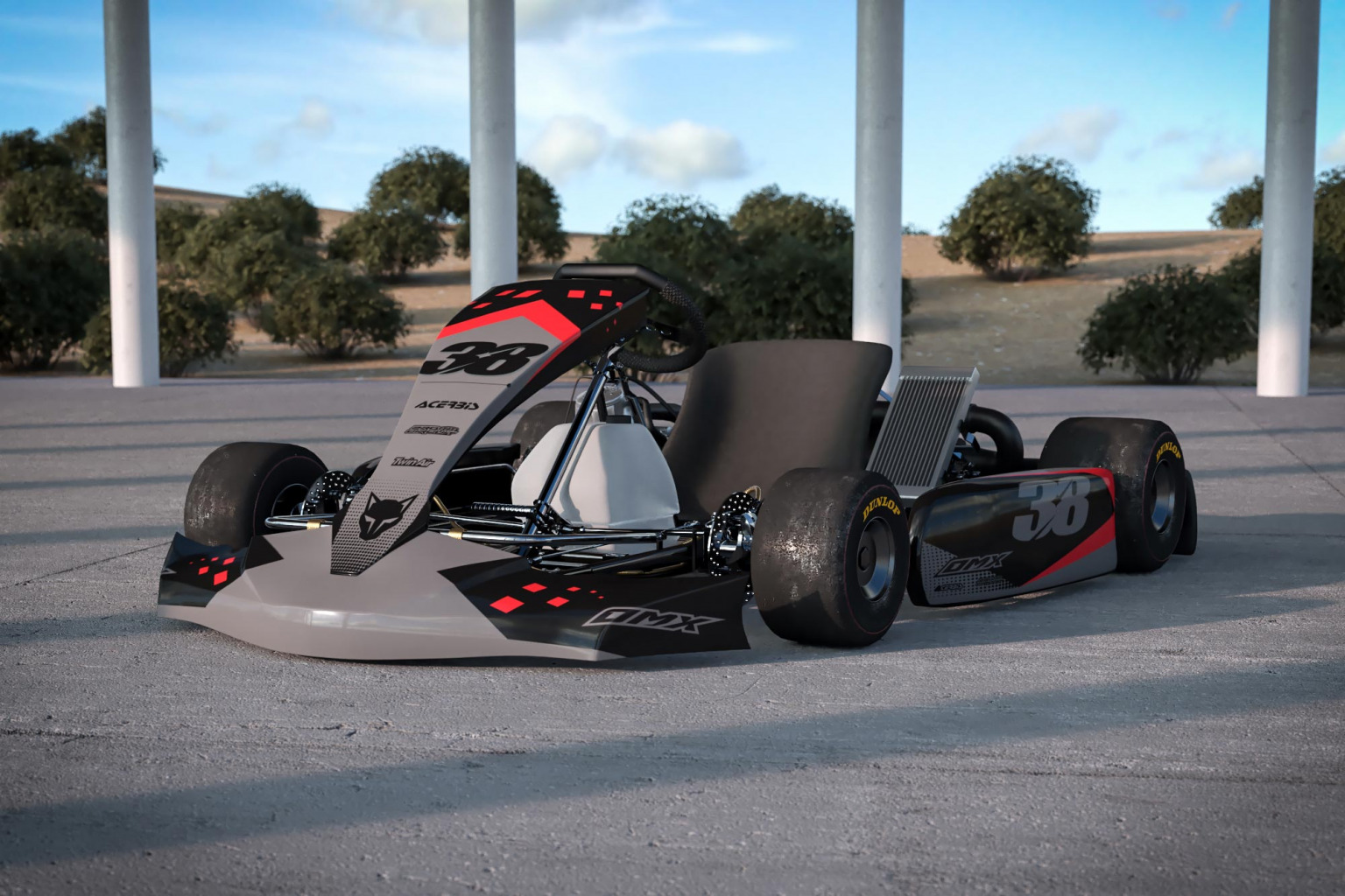 Go Kart Graphics Kit 'Blast' Grey Black – Dirt Bike Graphics