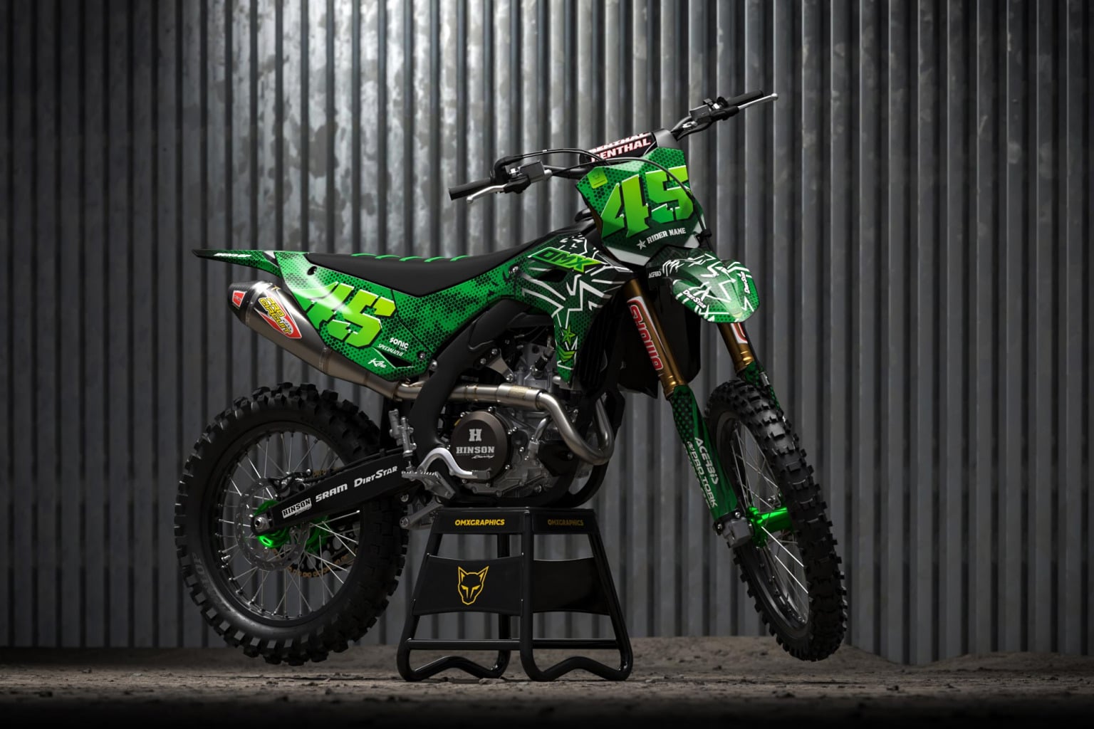 Kawasaki Motocross Graphics Kit BATTALION Green – OMXGraphics