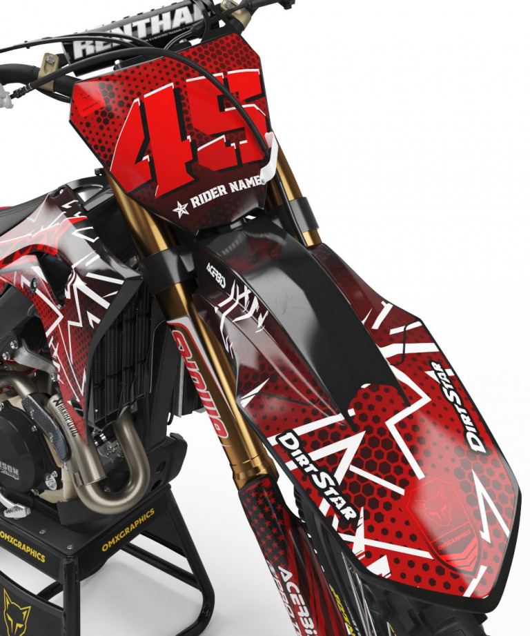 Dirt Bike Graphics Kit For Honda - BATTALION Red – OMXGraphics