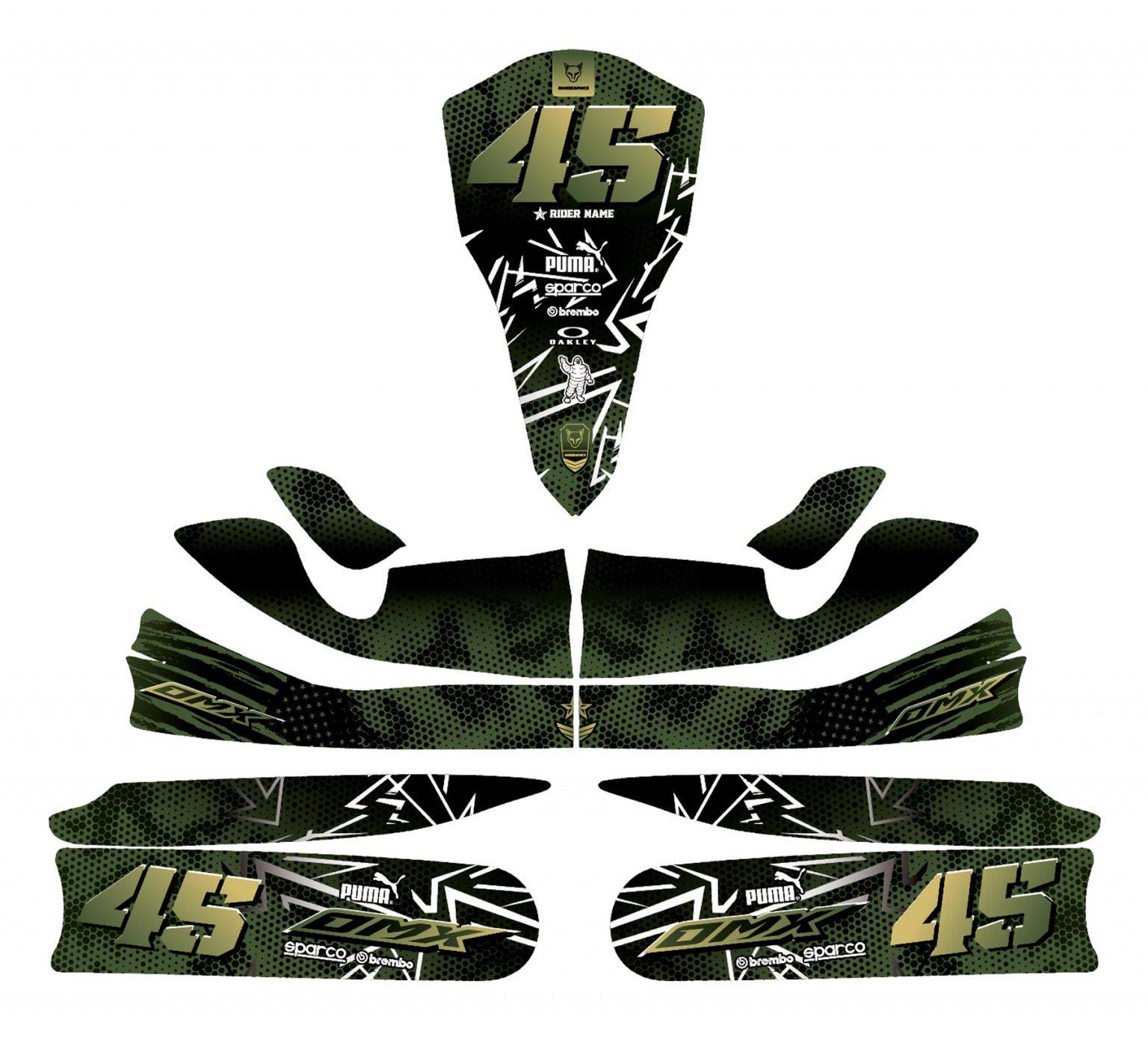 Go Kart Graphics Kit 'Battalion' – OMXGraphics