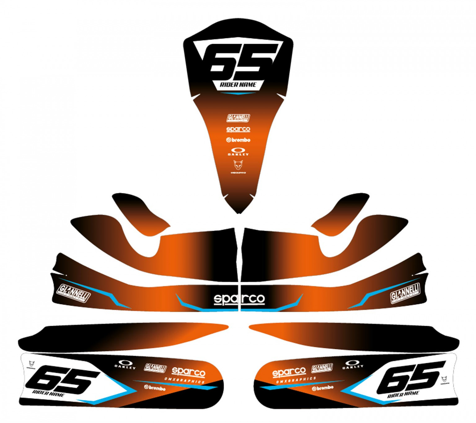 Go Kart Graphics Kit 'Reckless' Orange – OMXGraphics