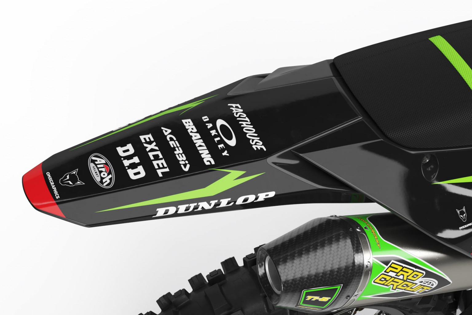 Motocross Graphics Kit for Kawasaki – Instinct Green – OMXGraphics