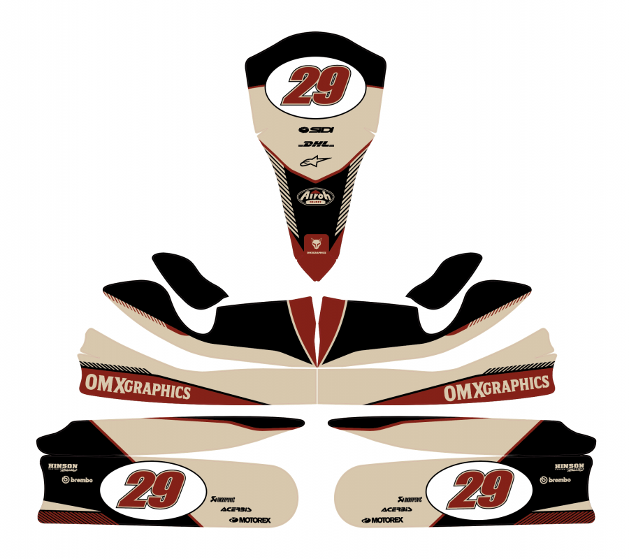 Go Kart Graphics Kit - Redline - Retro Beige – OMXGraphics
