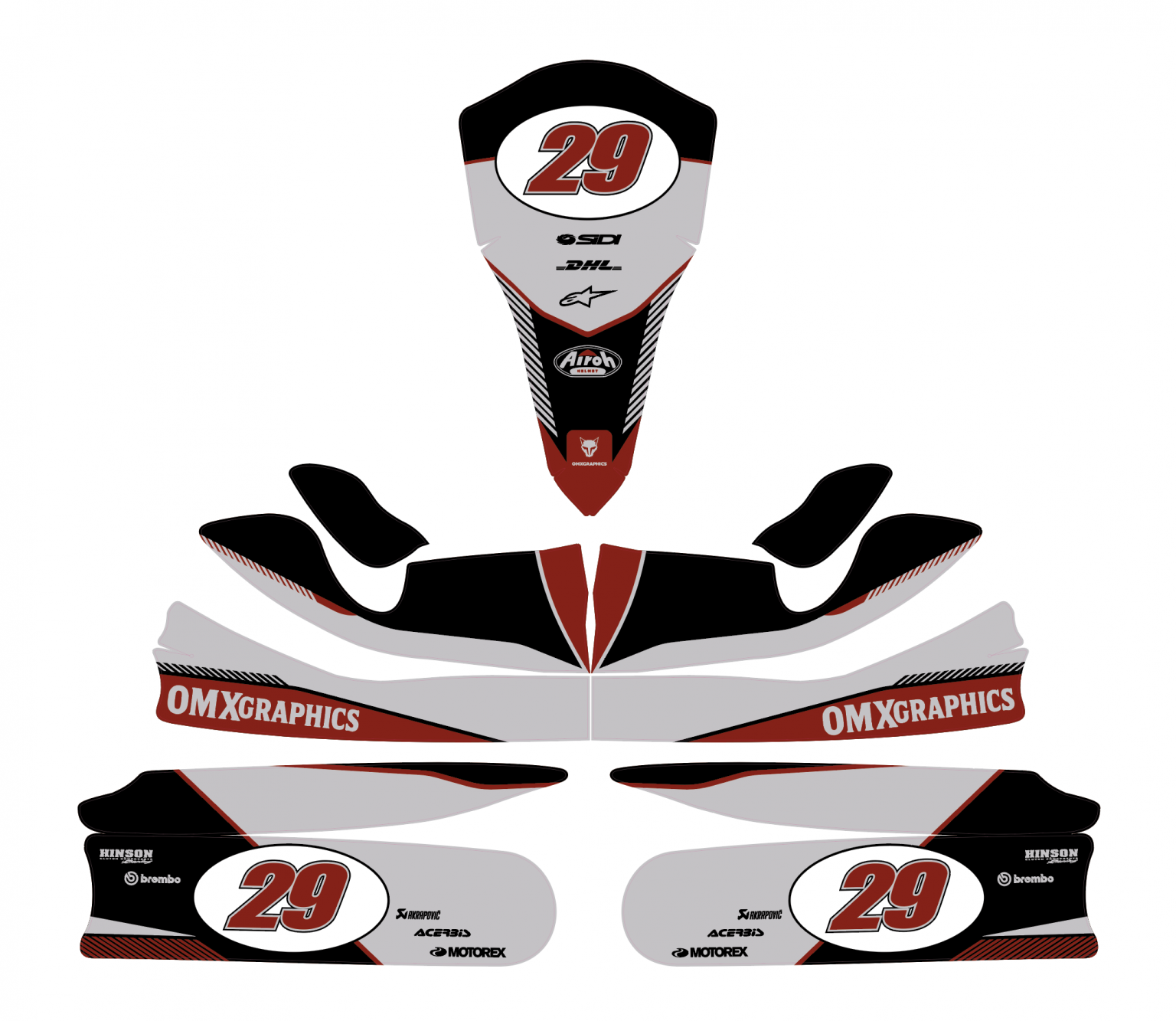 Go Kart Graphics Kit - Redline - Retro Grey – OMXGraphics