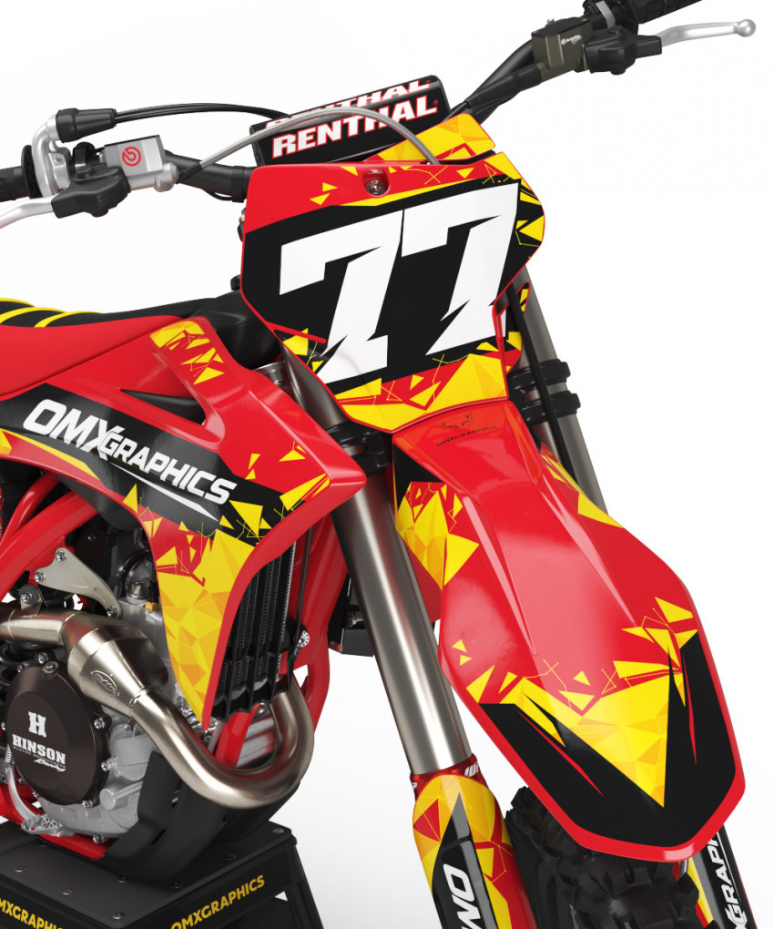 Dirt Bike Graphics Kit for GasGas - Crack - Red – OMXGraphics